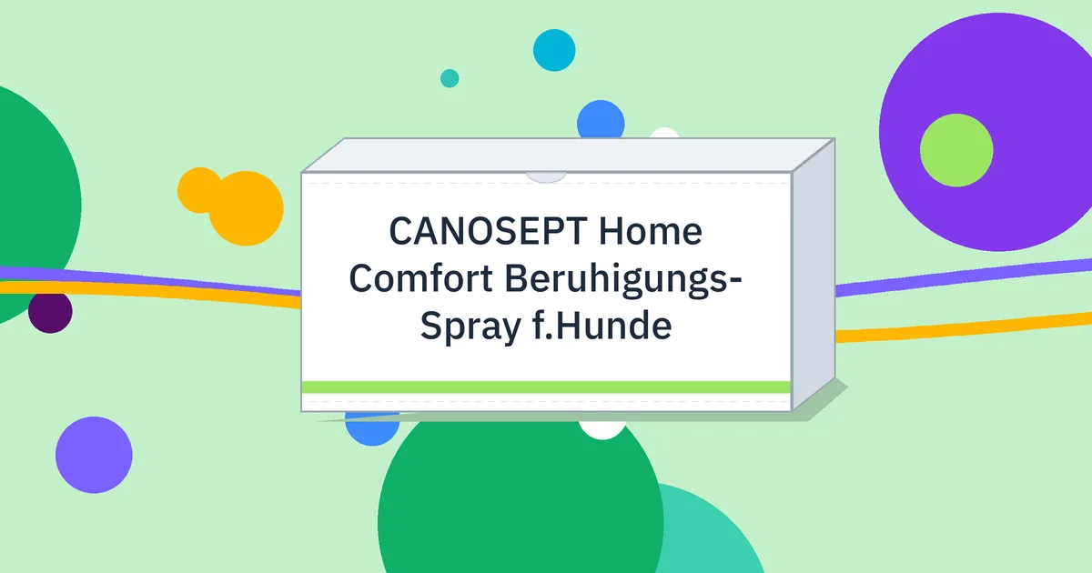 Symbolbild: Packung mit der Aufschrift CANOSEPT Home Comfort Beruhigungs-Spray f.Hunde (PZN 13353935) – Verfügbarkeit und Bezug in Apotheken in Frankfurt am Main