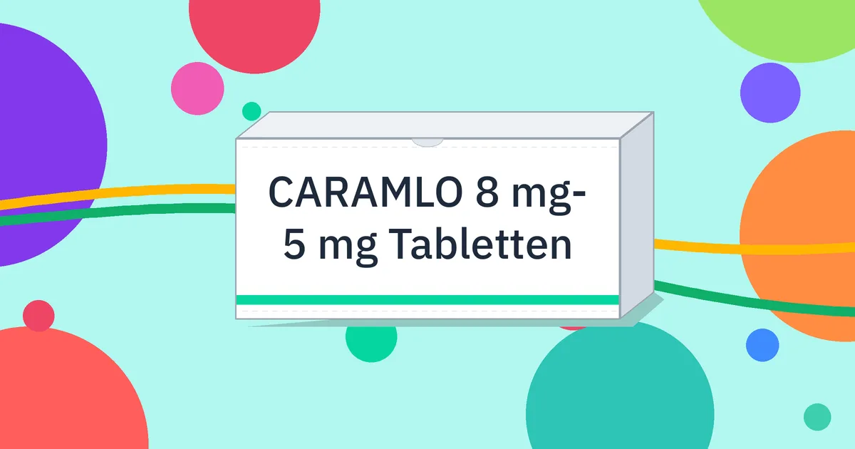 Symbolbild: Packung mit der Aufschrift CARAMLO 8 mg-5 mg Tabletten (PZN 18364547) – Verfügbarkeit und Bezug in Apotheken in Frankfurt am Main