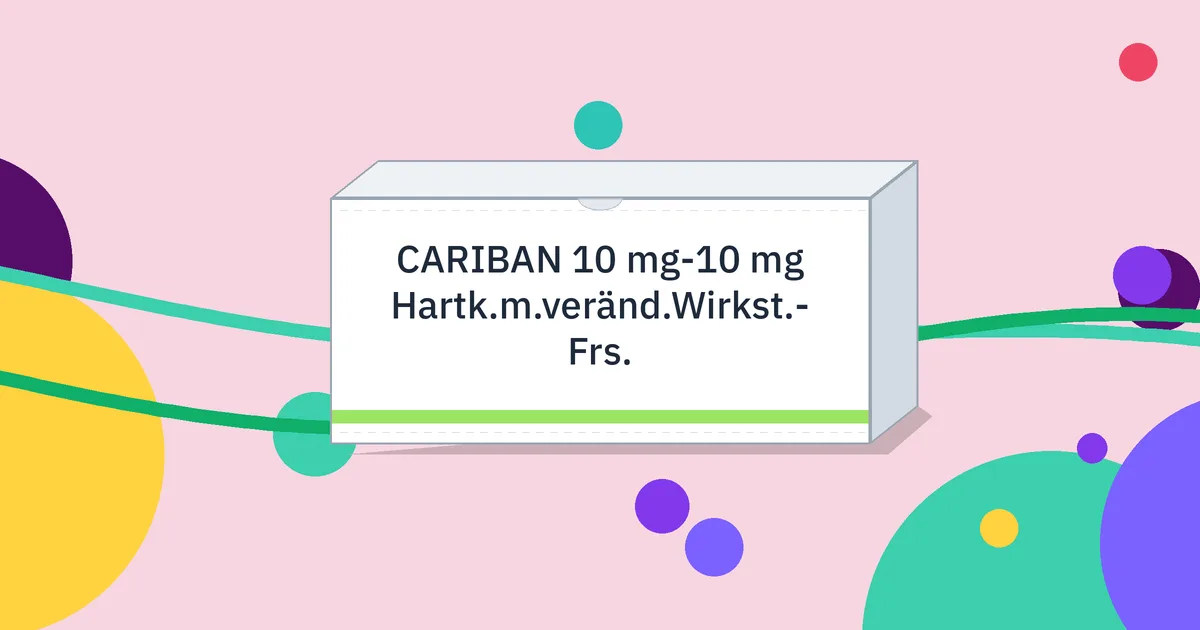 Symbolbild: Packung mit der Aufschrift CARIBAN 10 mg-10 mg Hartk.m.veränd.Wirkst.-Frs. (PZN 18188872) – Verfügbarkeit und Bezug in Apotheken in Frankfurt am Main