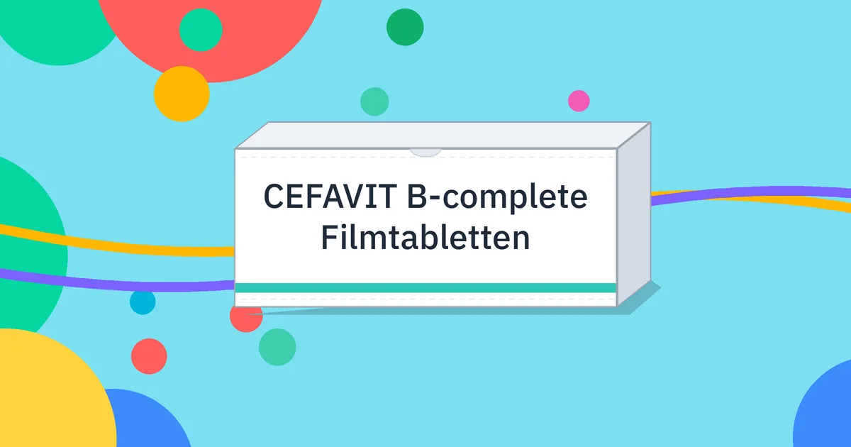 Symbolbild: Packung mit der Aufschrift CEFAVIT B-complete Filmtabletten (PZN 13928838) – Verfügbarkeit und Bezug in Apotheken in Frankfurt am Main