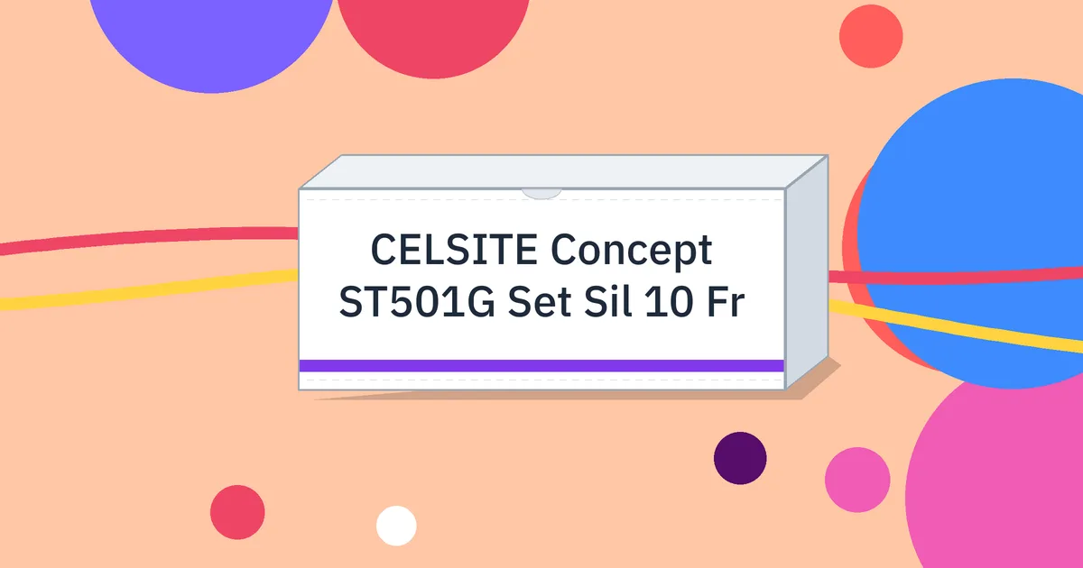 Symbolbild: Packung mit der Aufschrift CELSITE Concept ST501G Set Sil 10 Fr (PZN 05894611) – Verfügbarkeit und Bezug in Apotheken in Frankfurt am Main