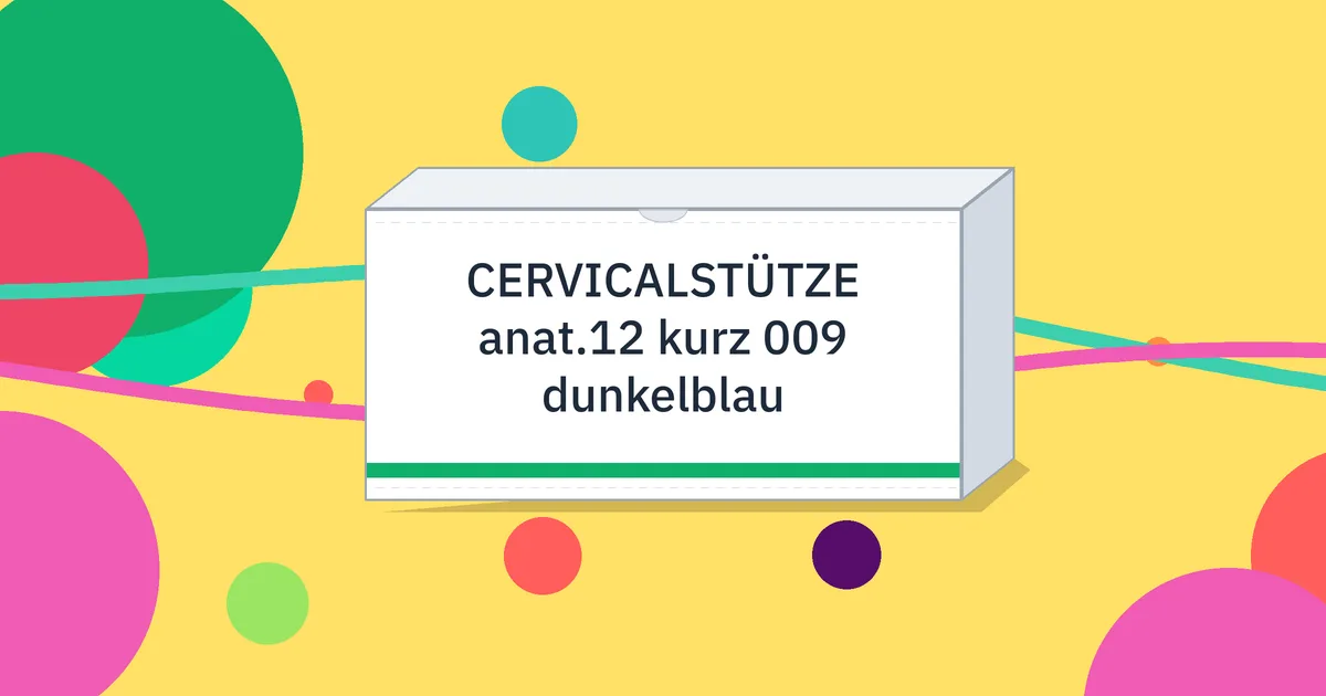 Symbolbild: Packung mit der Aufschrift CERVICALSTÜTZE anat.12 kurz 009 dunkelblau (PZN 08895717) – Verfügbarkeit und Bezug in Apotheken in Frankfurt am Main