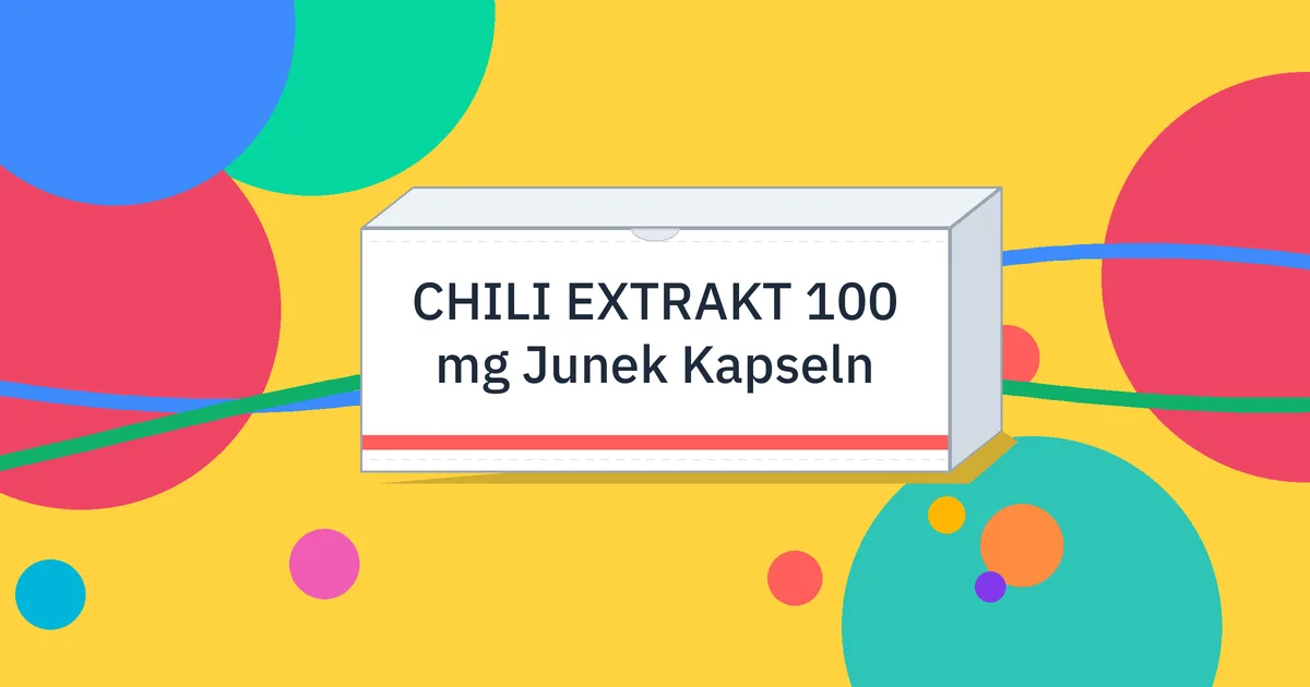 Symbolbild: Packung mit der Aufschrift CHILI EXTRAKT 100 mg Junek Kapseln (PZN 10396950) – Verfügbarkeit und Bezug in Apotheken in Frankfurt am Main