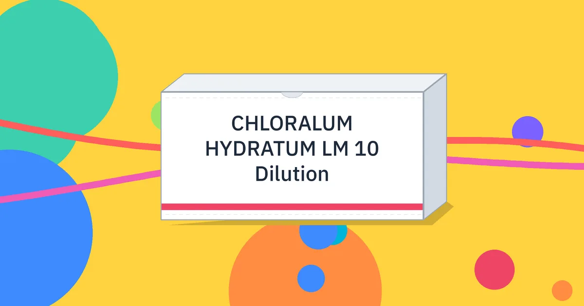 Symbolbild: Packung mit der Aufschrift CHLORALUM HYDRATUM LM 10 Dilution (PZN 13444052) – Verfügbarkeit und Bezug in Apotheken in Frankfurt am Main