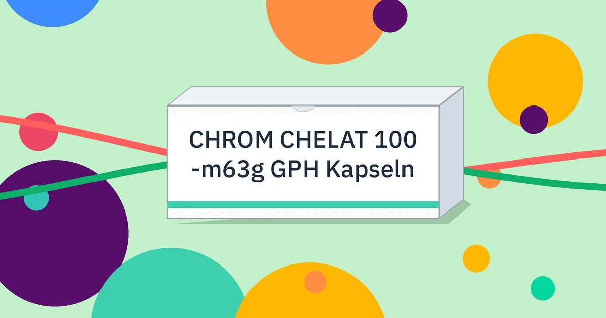 Symbolbild: Packung mit der Aufschrift CHROM CHELAT 100 -m63g GPH Kapseln (PZN 10305226) – Verfügbarkeit und Bezug in Apotheken in Frankfurt am Main