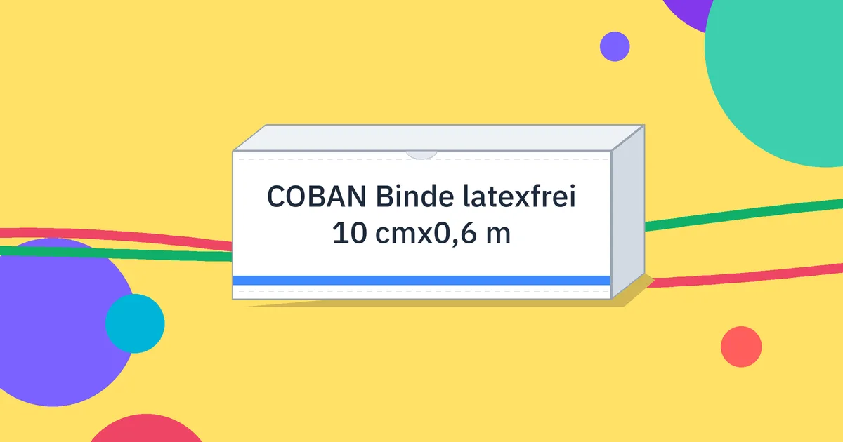Symbolbild: Packung mit der Aufschrift COBAN Binde latexfrei 10 cmx0,6 m (PZN 16148555) – Verfügbarkeit und Bezug in Apotheken in Frankfurt am Main