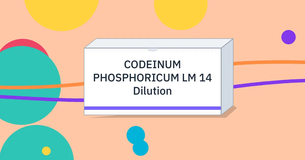 Symbolbild: Packung mit der Aufschrift CODEINUM PHOSPHORICUM LM 14 Dilution (PZN 12829985) – Verfügbarkeit und Bezug in Apotheken in Frankfurt am Main