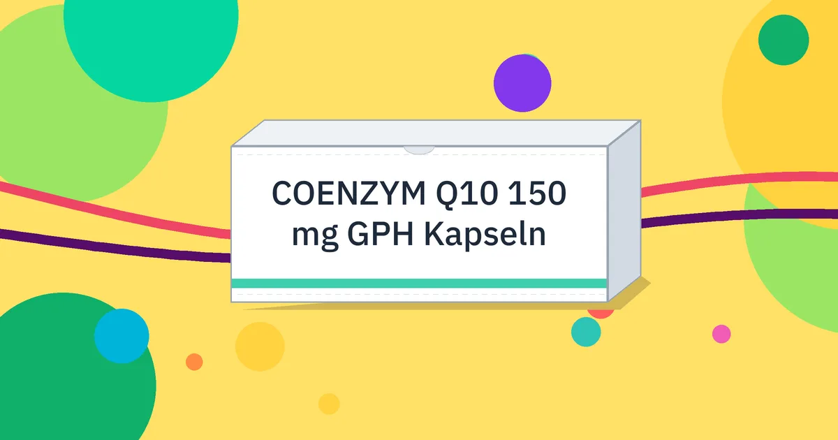 Symbolbild: Packung mit der Aufschrift COENZYM Q10 150 mg GPH Kapseln (PZN 02683150) – Verfügbarkeit und Bezug in Apotheken in Frankfurt am Main