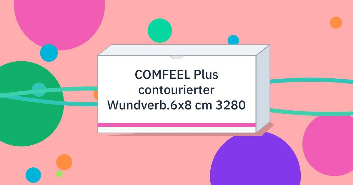 Symbolbild: Packung mit der Aufschrift COMFEEL Plus contourierter Wundverb.6x8 cm 3280 (PZN 12653718) – Verfügbarkeit und Bezug in Apotheken in Frankfurt am Main