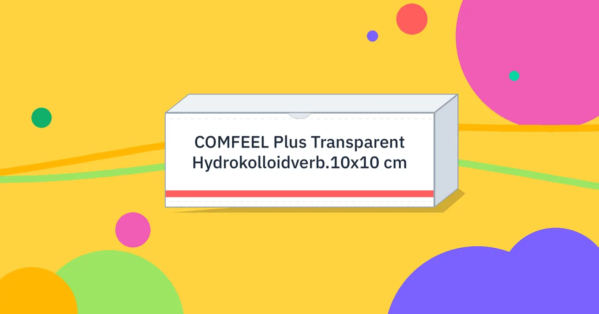 Symbolbild: Packung mit der Aufschrift COMFEEL Plus Transparent Hydrokolloidverb.10x10 cm (PZN 20769470) – Verfügbarkeit und Bezug in Apotheken in Frankfurt am Main