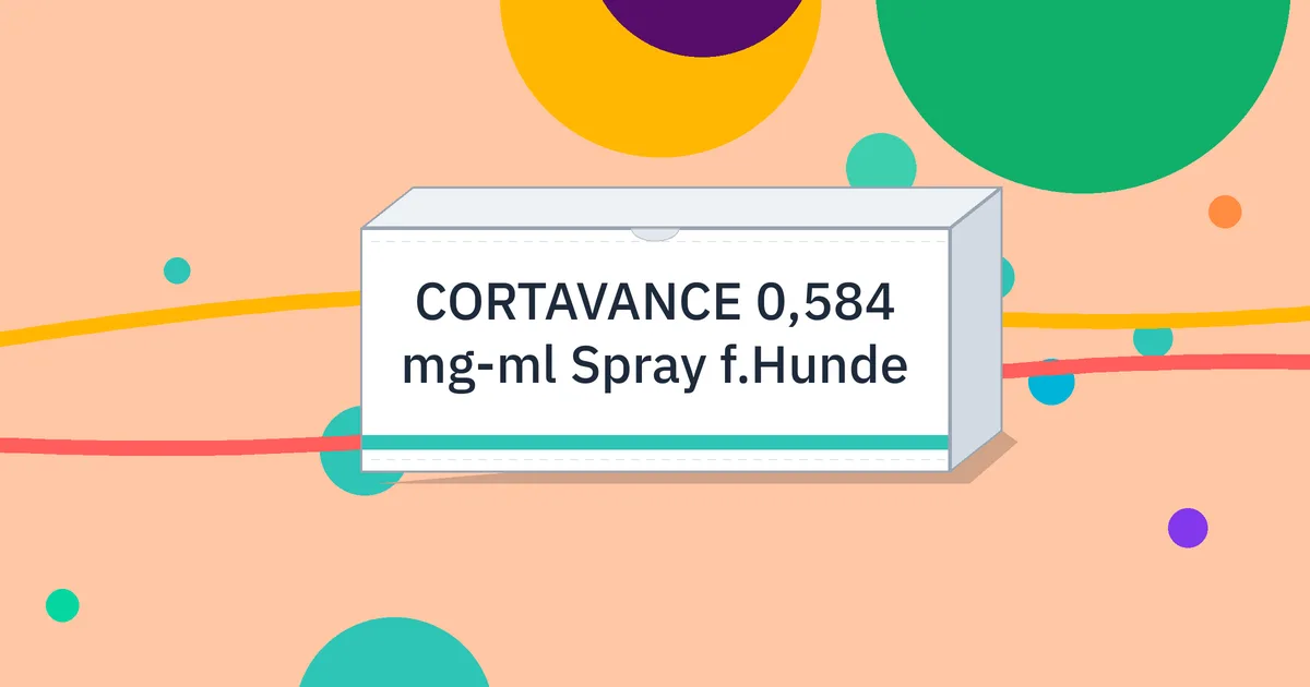 Symbolbild: Packung mit der Aufschrift CORTAVANCE 0,584 mg-ml Spray f.Hunde (PZN 00971005) – Verfügbarkeit und Bezug in Apotheken in Frankfurt am Main
