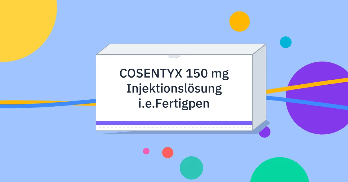 Symbolbild: Packung mit der Aufschrift COSENTYX 150 mg Injektionslösung i.e.Fertigpen (PZN 12733618) – Verfügbarkeit und Bezug in Apotheken in Frankfurt am Main