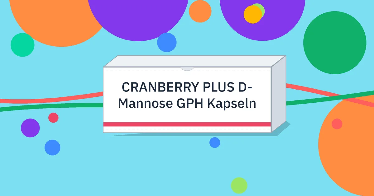 Symbolbild: Packung mit der Aufschrift CRANBERRY PLUS D-Mannose GPH Kapseln (PZN 15657148) – Verfügbarkeit und Bezug in Apotheken in Frankfurt am Main