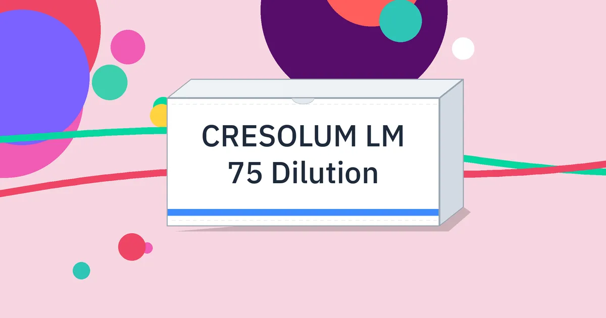Symbolbild: Packung mit der Aufschrift CRESOLUM LM 75 Dilution (PZN 13456581) – Verfügbarkeit und Bezug in Apotheken in Frankfurt am Main