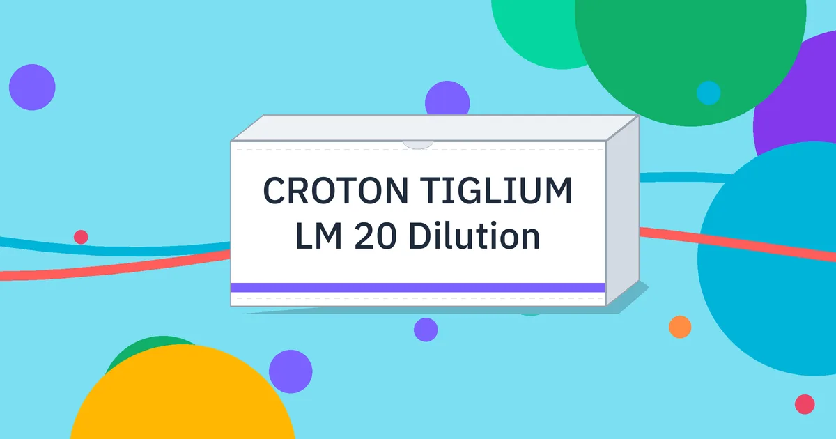 Symbolbild: Packung mit der Aufschrift CROTON TIGLIUM LM 20 Dilution (PZN 12836471) – Verfügbarkeit und Bezug in Apotheken in Frankfurt am Main
