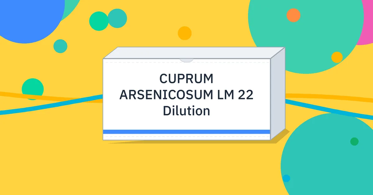 Symbolbild: Packung mit der Aufschrift CUPRUM ARSENICOSUM LM 22 Dilution (PZN 12837832) – Verfügbarkeit und Bezug in Apotheken in Frankfurt am Main