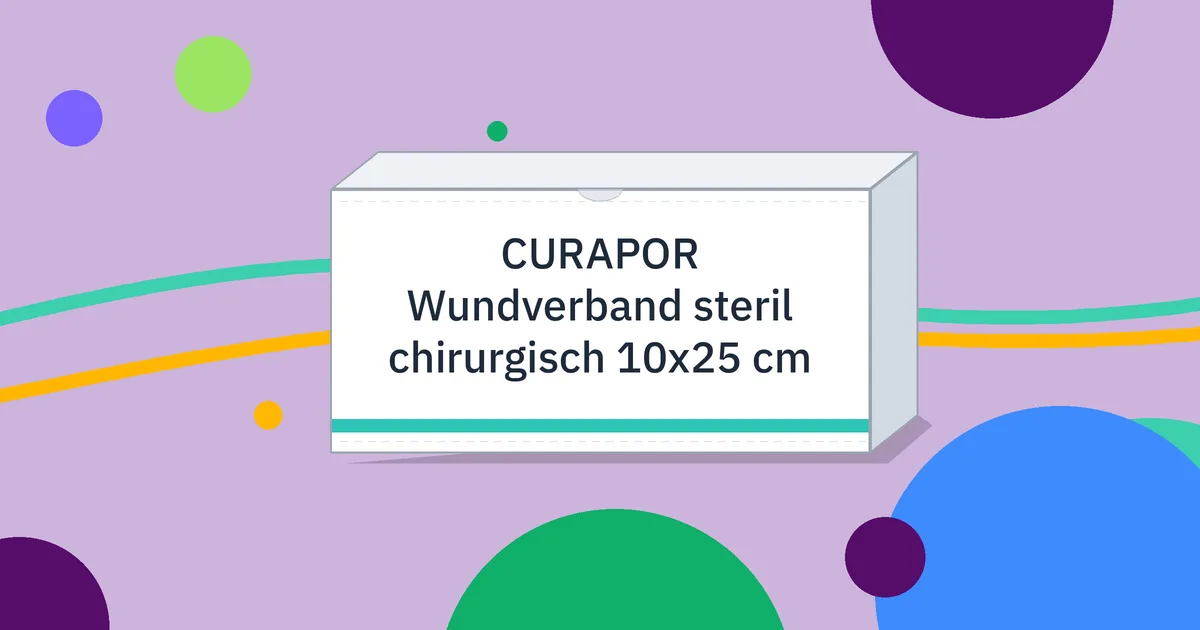 Symbolbild: Packung mit der Aufschrift CURAPOR Wundverband steril chirurgisch 10x25 cm (PZN 20189287) – Verfügbarkeit und Bezug in Apotheken in Frankfurt am Main