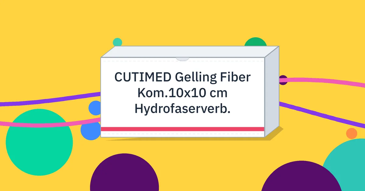 Symbolbild: Packung mit der Aufschrift CUTIMED Gelling Fiber Kom.10x10 cm Hydrofaserverb. (PZN 19785340) – Verfügbarkeit und Bezug in Apotheken in Frankfurt am Main