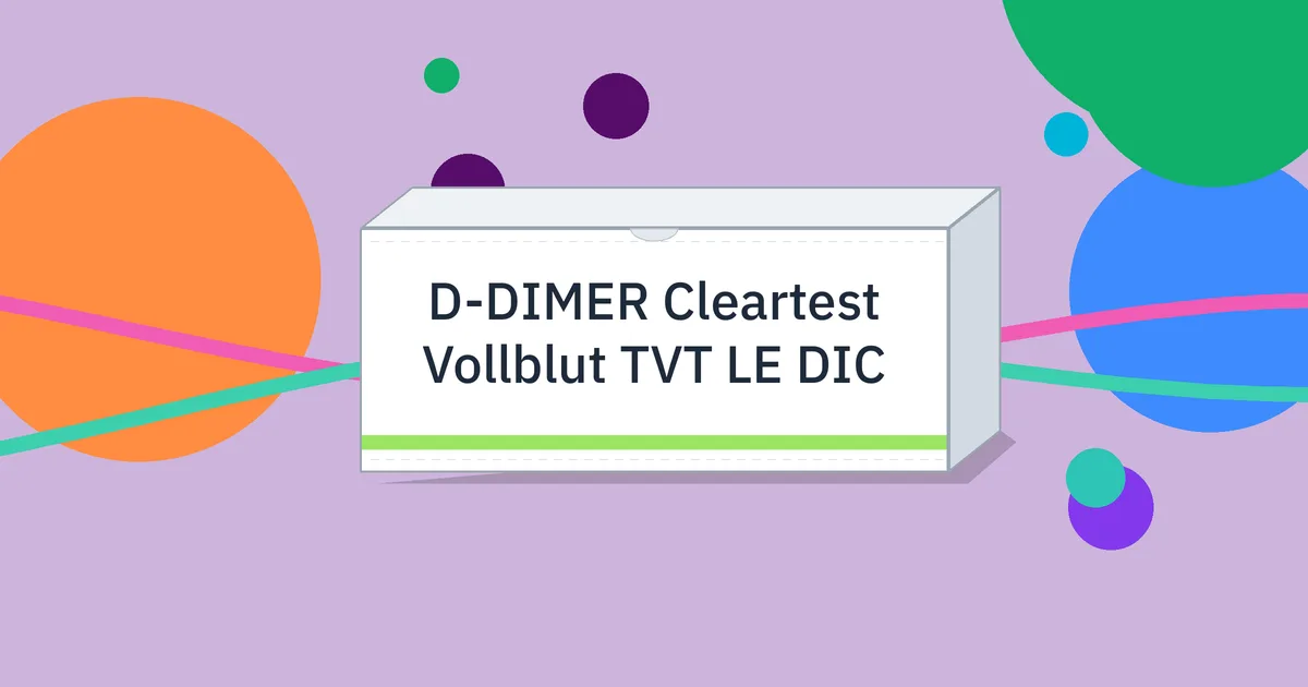 Symbolbild: Packung mit der Aufschrift D-DIMER Cleartest Vollblut TVT LE DIC (PZN 19222789) – Verfügbarkeit und Bezug in Apotheken in Frankfurt am Main