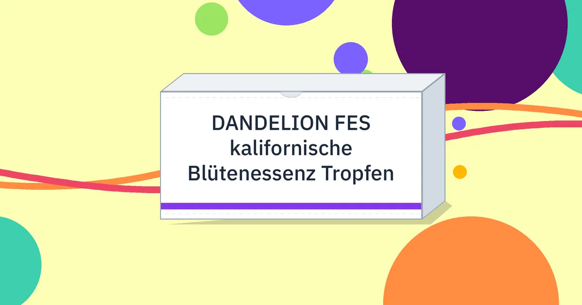 Symbolbild: Packung mit der Aufschrift DANDELION FES kalifornische Blütenessenz Tropfen (PZN 09172168) – Verfügbarkeit und Bezug in Apotheken in Frankfurt am Main