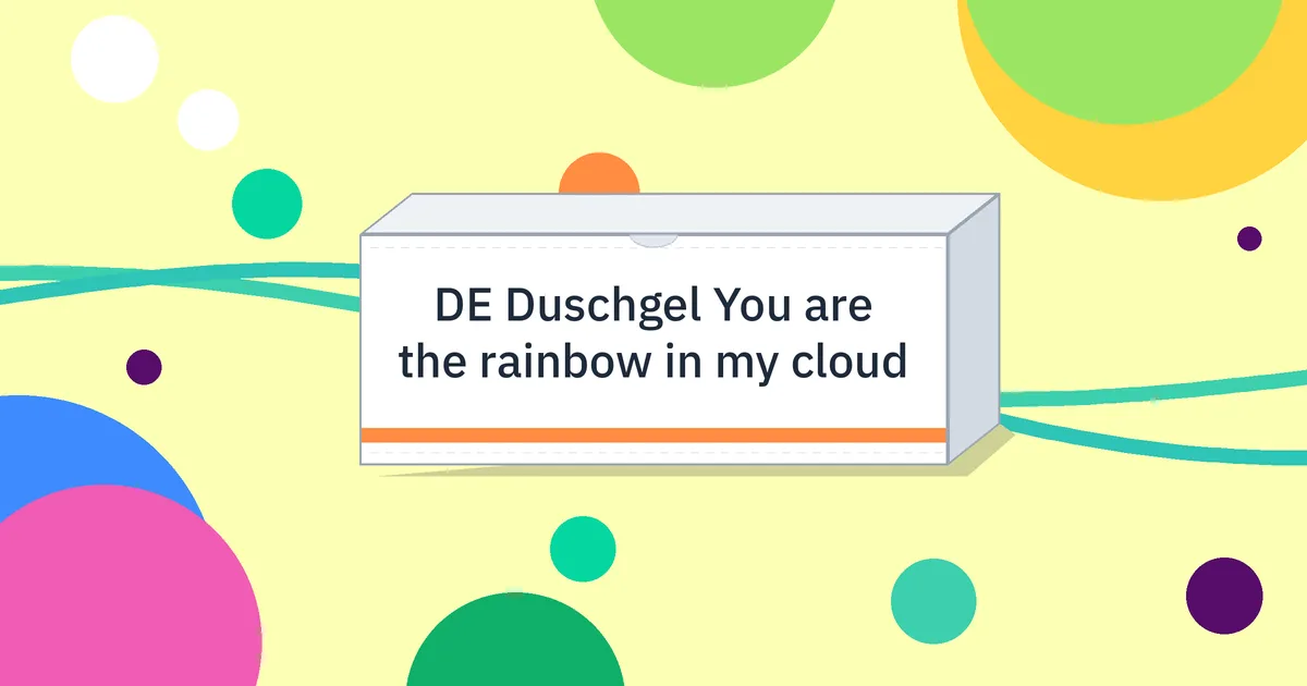 Symbolbild: Packung mit der Aufschrift DE Duschgel You are the rainbow in my cloud (PZN 19146746) – Verfügbarkeit und Bezug in Apotheken in Frankfurt am Main