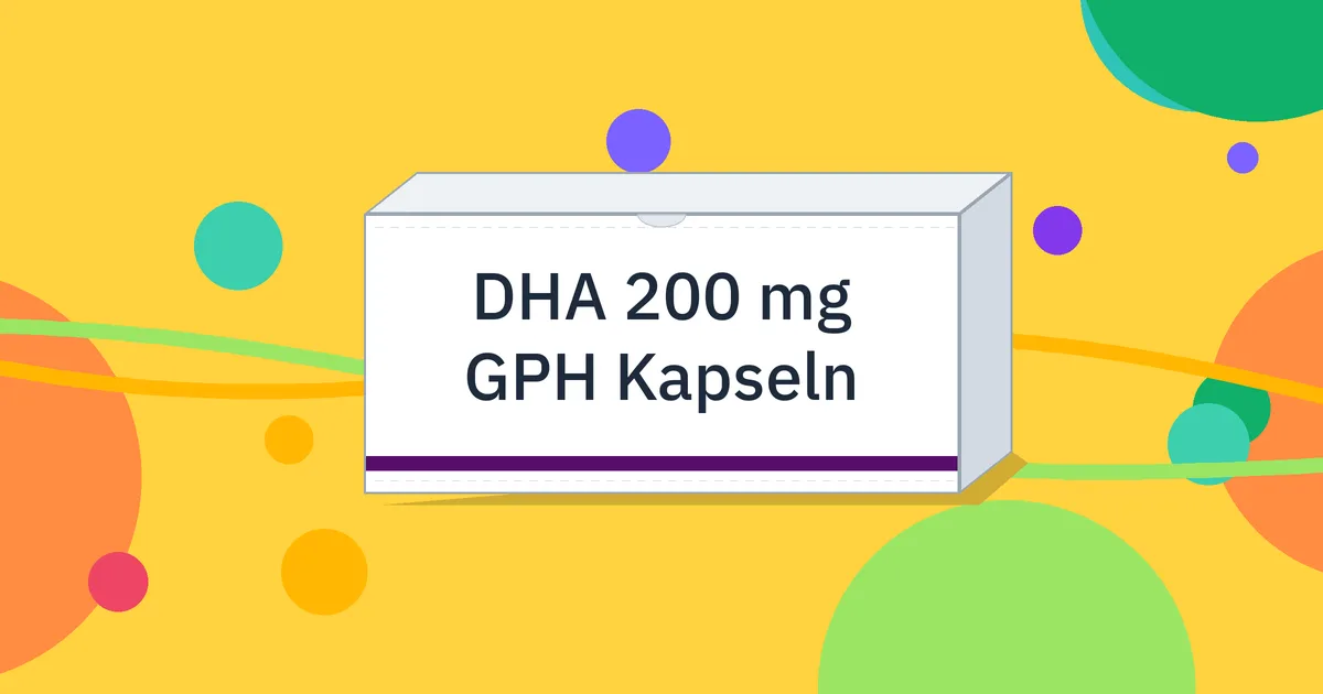 Symbolbild: Packung mit der Aufschrift DHA 200 mg GPH Kapseln (PZN 11190280) – Verfügbarkeit und Bezug in Apotheken in Frankfurt am Main