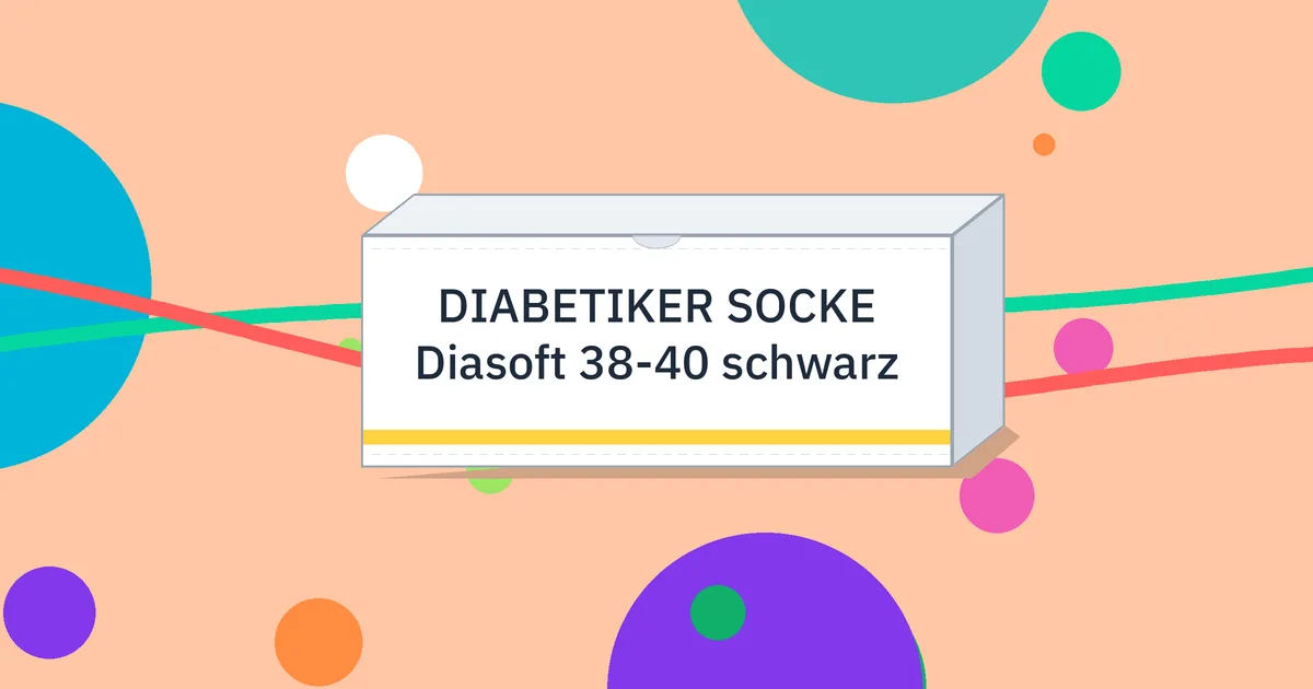 Symbolbild: Packung mit der Aufschrift DIABETIKER SOCKE Diasoft 38-40 schwarz (PZN 01825748) – Verfügbarkeit und Bezug in Apotheken in Frankfurt am Main