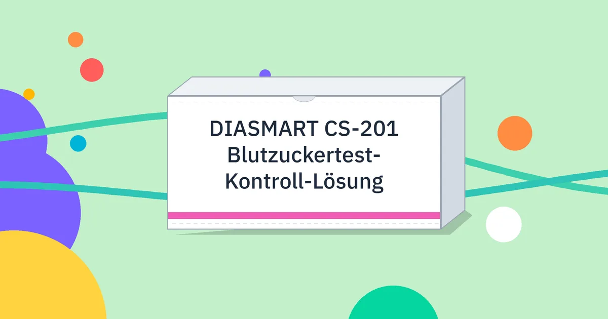 Symbolbild: Packung mit der Aufschrift DIASMART CS-201 Blutzuckertest-Kontroll-Lösung (PZN 19102134) – Verfügbarkeit und Bezug in Apotheken in Frankfurt am Main