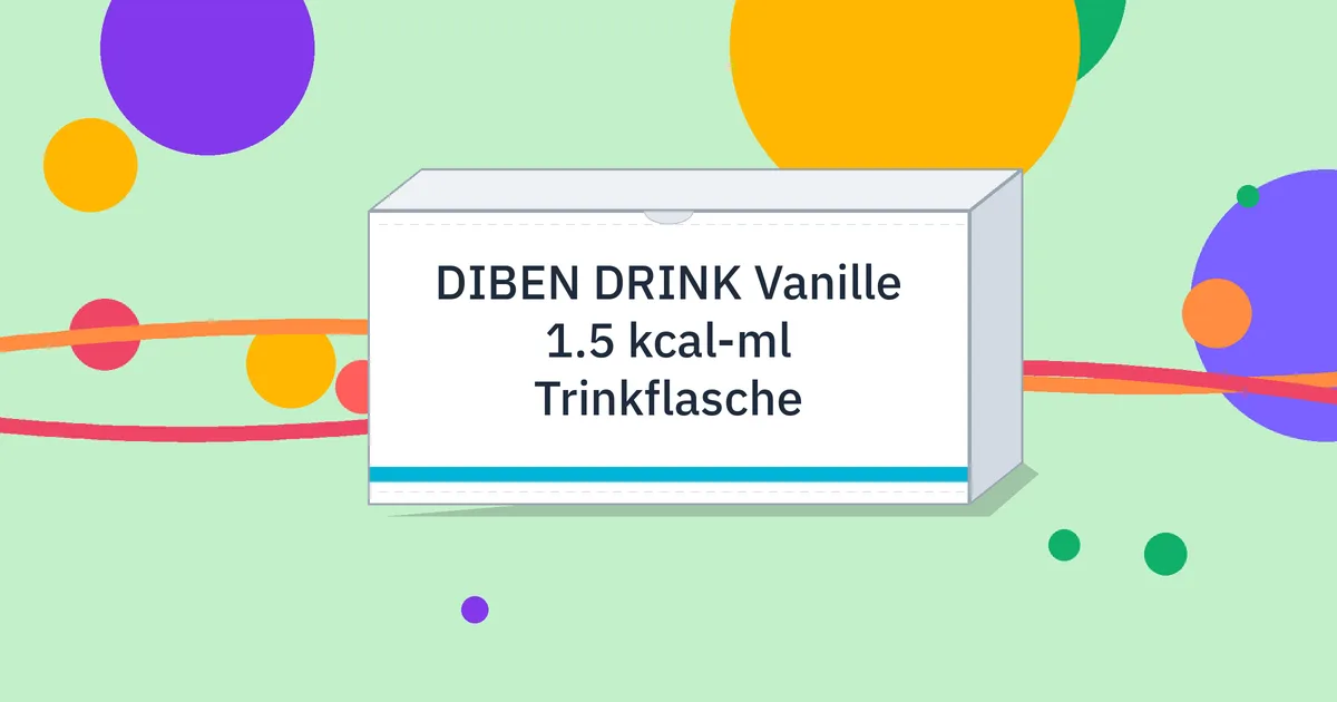 Symbolbild: Packung mit der Aufschrift DIBEN DRINK Vanille 1.5 kcal-ml Trinkflasche (PZN 16746782) – Verfügbarkeit und Bezug in Apotheken in Frankfurt am Main