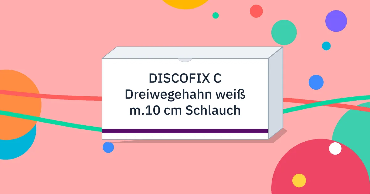 Symbolbild: Packung mit der Aufschrift DISCOFIX C Dreiwegehahn weiß m.10 cm Schlauch (PZN 03673188) – Verfügbarkeit und Bezug in Apotheken in Frankfurt am Main