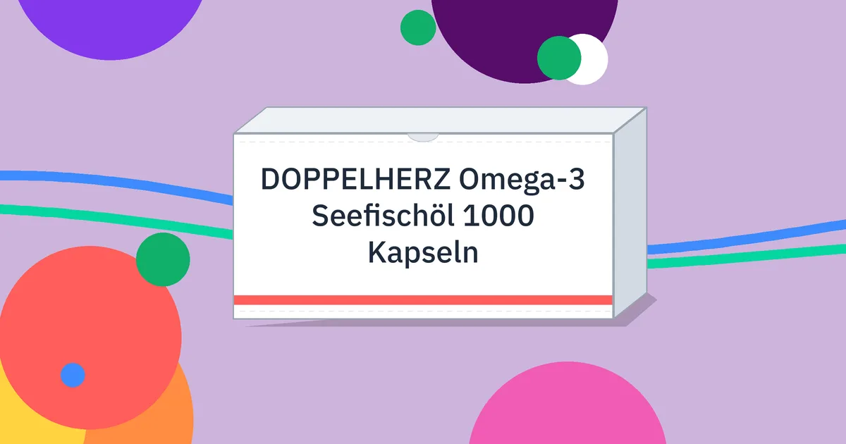 Symbolbild: Packung mit der Aufschrift DOPPELHERZ Omega-3 Seefischöl 1000 Kapseln (PZN 16588544) – Verfügbarkeit und Bezug in Apotheken in Frankfurt am Main