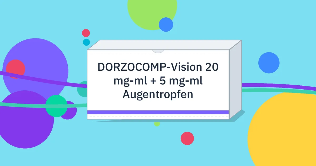 Symbolbild: Packung mit der Aufschrift DORZOCOMP-Vision 20 mg-ml + 5 mg-ml Augentropfen (PZN 14260673) – Verfügbarkeit und Bezug in Apotheken in Frankfurt am Main