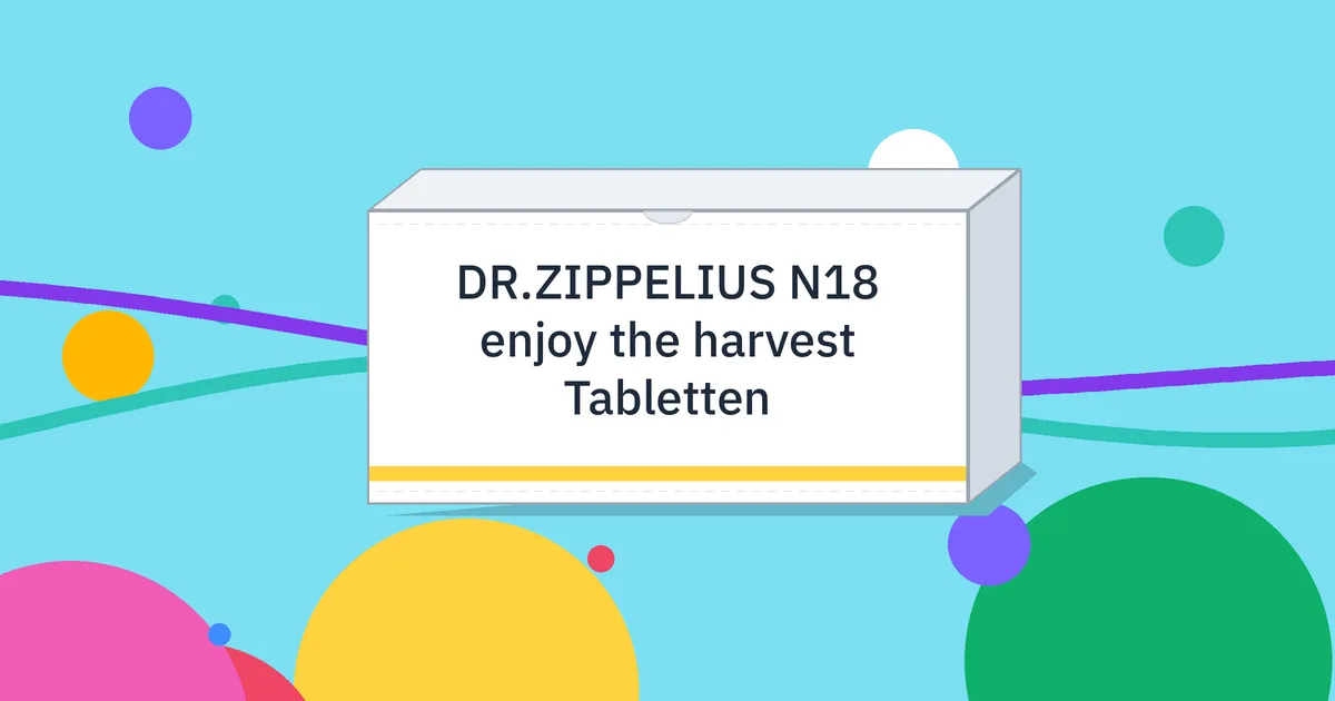 Symbolbild: Packung mit der Aufschrift DR.ZIPPELIUS N18 enjoy the harvest Tabletten (PZN 09292292) – Verfügbarkeit und Bezug in Apotheken in Frankfurt am Main