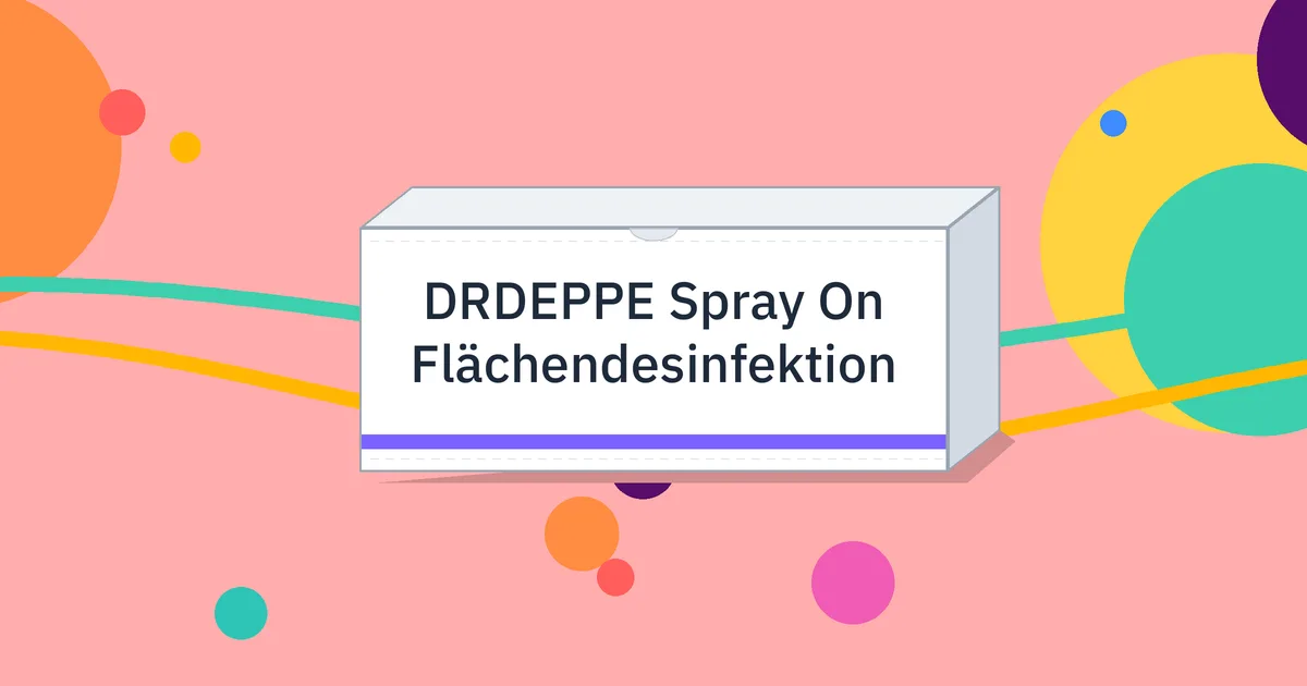 Symbolbild: Packung mit der Aufschrift DRDEPPE Spray On Flächendesinfektion (PZN 18312349) – Verfügbarkeit und Bezug in Apotheken in Frankfurt am Main