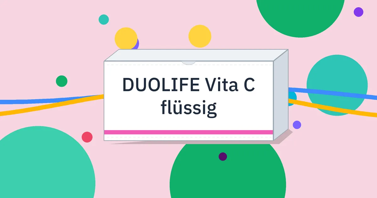 Symbolbild: Packung mit der Aufschrift DUOLIFE Vita C flüssig (PZN 16613503) – Verfügbarkeit und Bezug in Apotheken in Frankfurt am Main