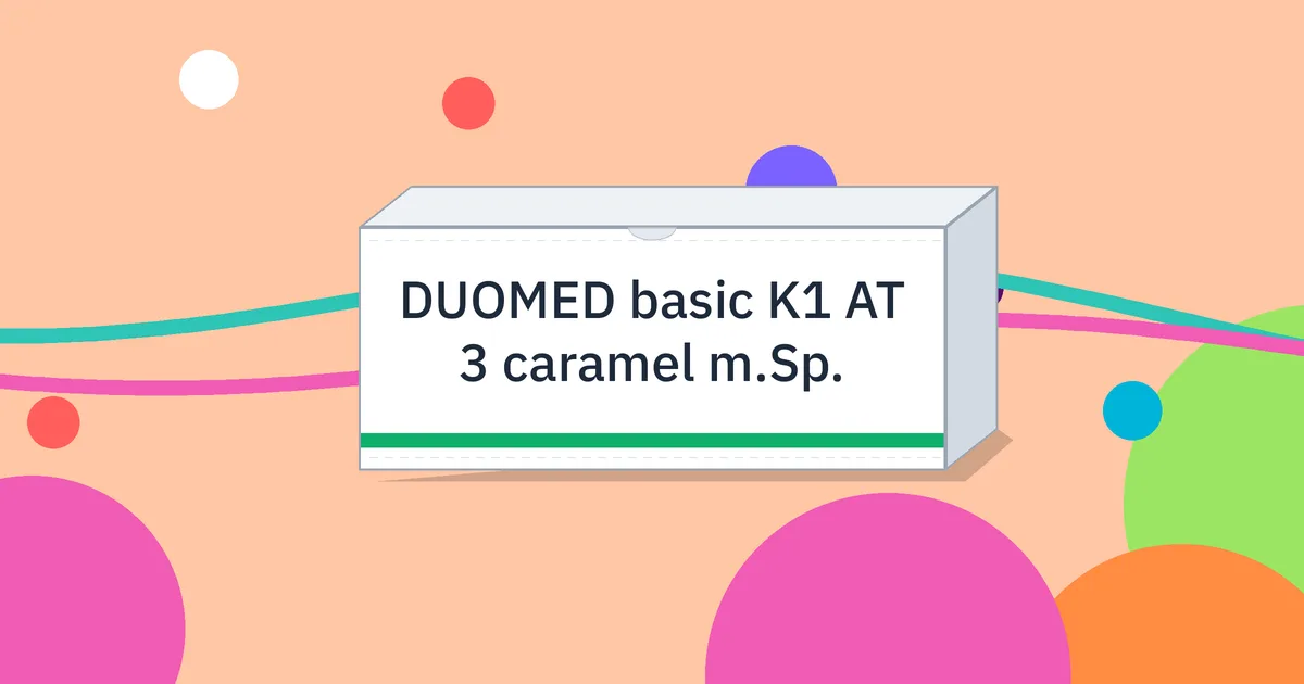 Symbolbild: Packung mit der Aufschrift DUOMED basic K1 AT 3 caramel m.Sp. (PZN 20902584) – Verfügbarkeit und Bezug in Apotheken in Frankfurt am Main