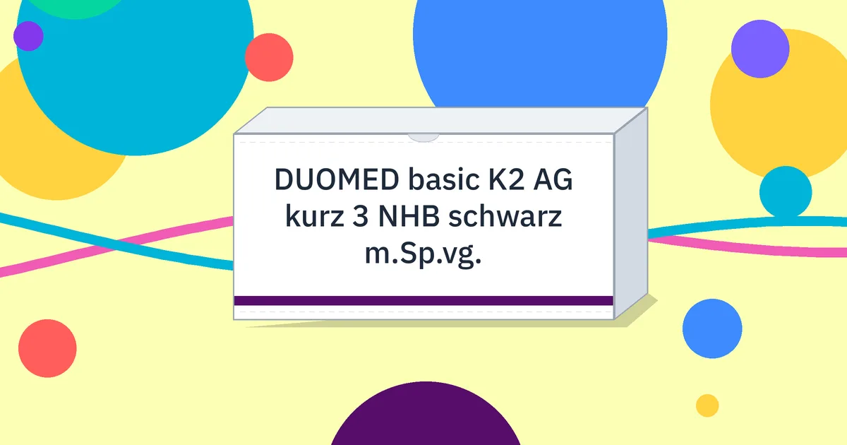 Symbolbild: Packung mit der Aufschrift DUOMED basic K2 AG kurz 3 NHB schwarz m.Sp.vg. (PZN 20908233) – Verfügbarkeit und Bezug in Apotheken in Frankfurt am Main