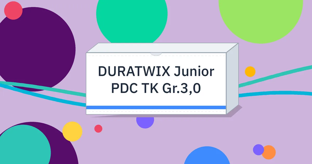 Symbolbild: Packung mit der Aufschrift DURATWIX Junior PDC TK Gr.3,0 (PZN 17156746) – Verfügbarkeit und Bezug in Apotheken in Frankfurt am Main