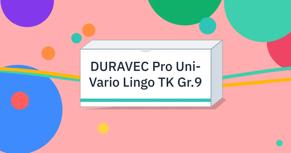 Symbolbild: Packung mit der Aufschrift DURAVEC Pro Uni-Vario Lingo TK Gr.9 (PZN 19272959) – Verfügbarkeit und Bezug in Apotheken in Frankfurt am Main