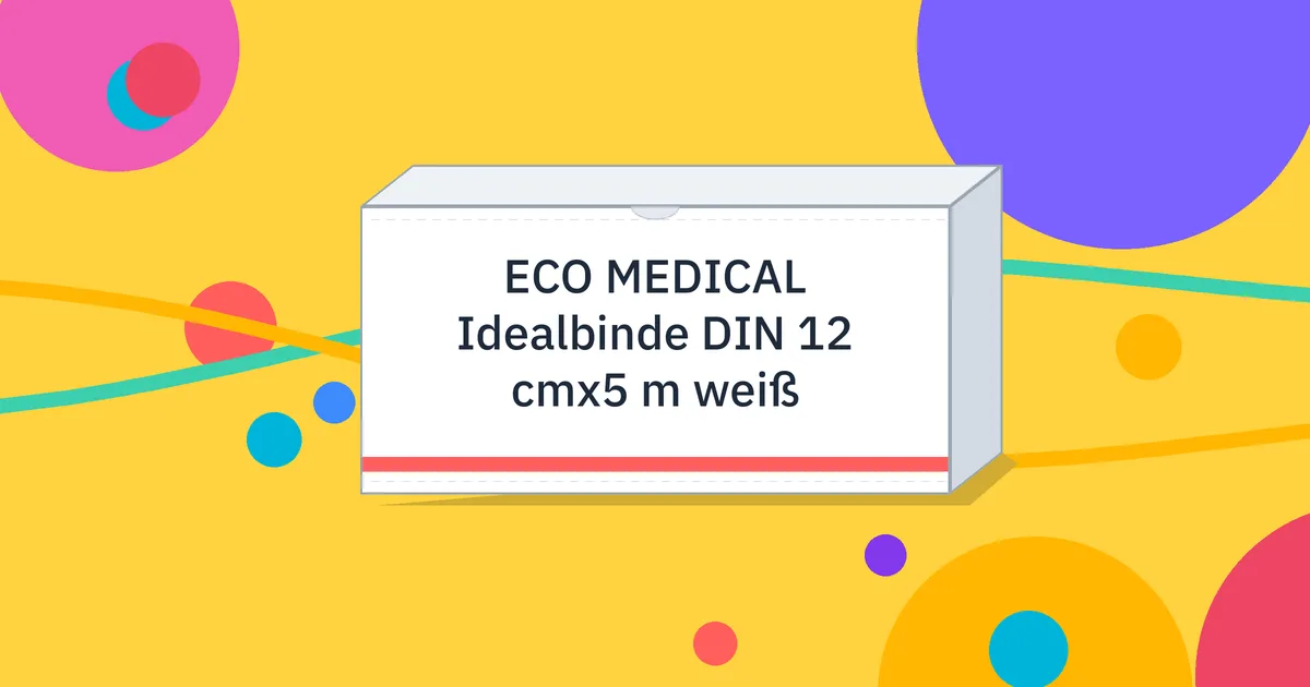 Symbolbild: Packung mit der Aufschrift ECO MEDICAL Idealbinde DIN 12 cmx5 m weiß (PZN 00746455) – Verfügbarkeit und Bezug in Apotheken in Frankfurt am Main