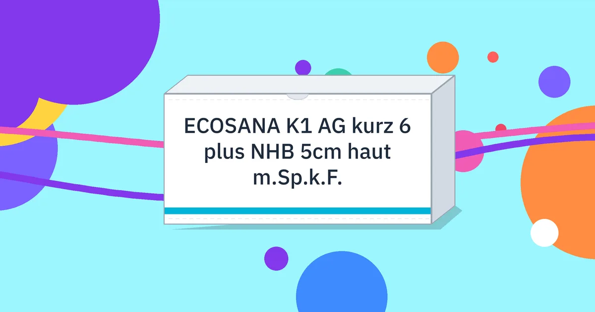 Symbolbild: Packung mit der Aufschrift ECOSANA K1 AG kurz 6 plus NHB 5cm haut m.Sp.k.F. (PZN 04730273) – Verfügbarkeit und Bezug in Apotheken in Frankfurt am Main