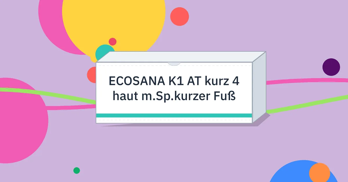 Symbolbild: Packung mit der Aufschrift ECOSANA K1 AT kurz 4 haut m.Sp.kurzer Fuß (PZN 04731887) – Verfügbarkeit und Bezug in Apotheken in Frankfurt am Main