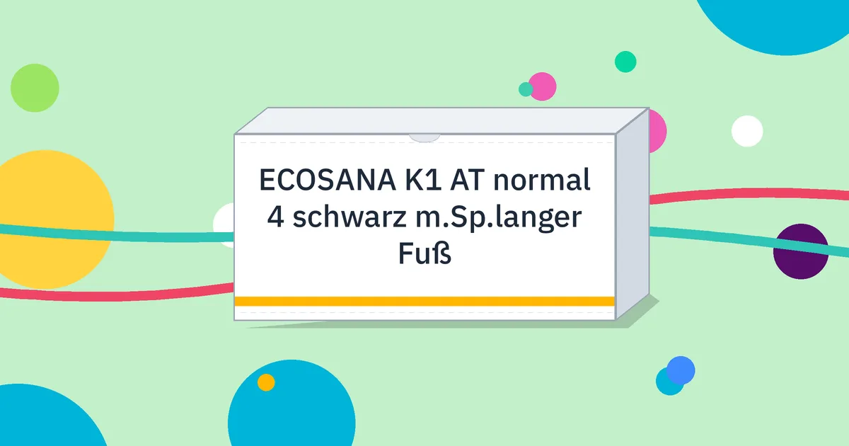 Symbolbild: Packung mit der Aufschrift ECOSANA K1 AT normal 4 schwarz m.Sp.langer Fuß (PZN 04731746) – Verfügbarkeit und Bezug in Apotheken in Frankfurt am Main