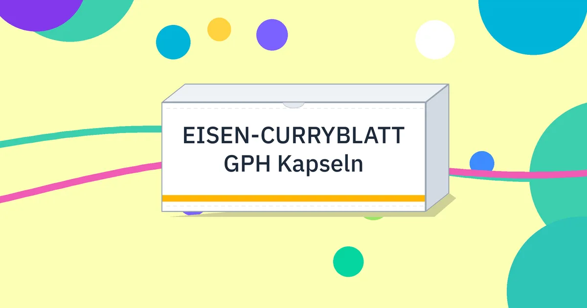 Symbolbild: Packung mit der Aufschrift EISEN-CURRYBLATT GPH Kapseln (PZN 11219977) – Verfügbarkeit und Bezug in Apotheken in Frankfurt am Main