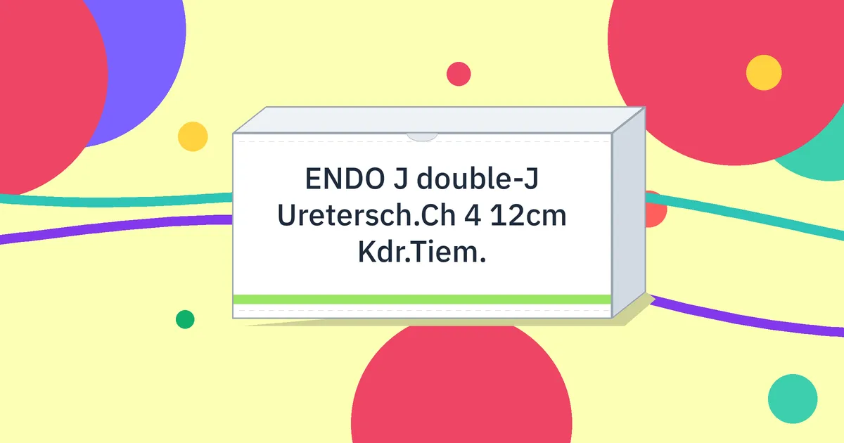 Symbolbild: Packung mit der Aufschrift ENDO J double-J Uretersch.Ch 4 12cm Kdr.Tiem. (PZN 00438446) – Verfügbarkeit und Bezug in Apotheken in Frankfurt am Main