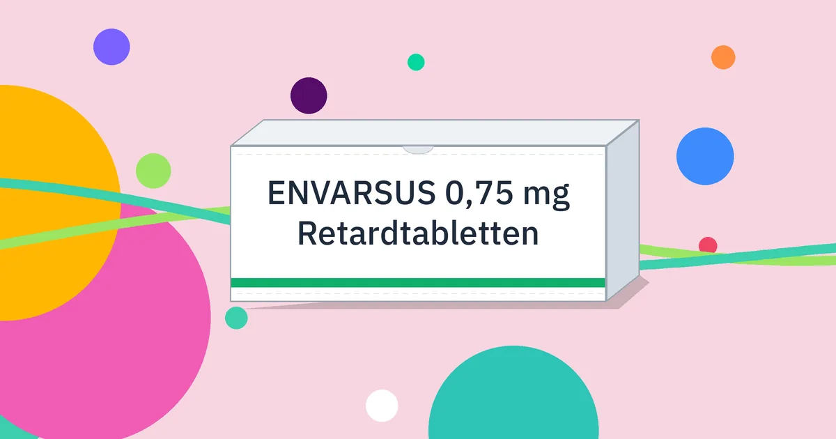 Symbolbild: Packung mit der Aufschrift ENVARSUS 0,75 mg Retardtabletten (PZN 15568195) – Verfügbarkeit und Bezug in Apotheken in Frankfurt am Main