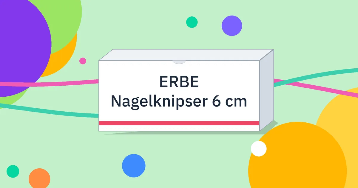 Symbolbild: Packung mit der Aufschrift ERBE Nagelknipser 6 cm (PZN 15733530) – Verfügbarkeit und Bezug in Apotheken in Frankfurt am Main