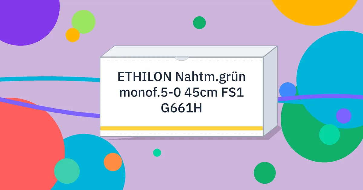 Symbolbild: Packung mit der Aufschrift ETHILON Nahtm.grün monof.5-0 45cm FS1 G661H (PZN 20173501) – Verfügbarkeit und Bezug in Apotheken in Frankfurt am Main