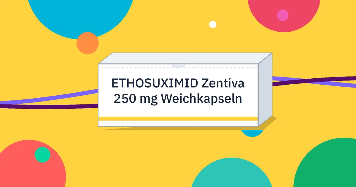 Symbolbild: Packung mit der Aufschrift ETHOSUXIMID Zentiva 250 mg Weichkapseln (PZN 18873970) – Verfügbarkeit und Bezug in Apotheken in Frankfurt am Main