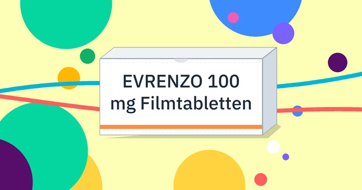 Symbolbild: Packung mit der Aufschrift EVRENZO 100 mg Filmtabletten (PZN 19118626) – Verfügbarkeit und Bezug in Apotheken in Frankfurt am Main